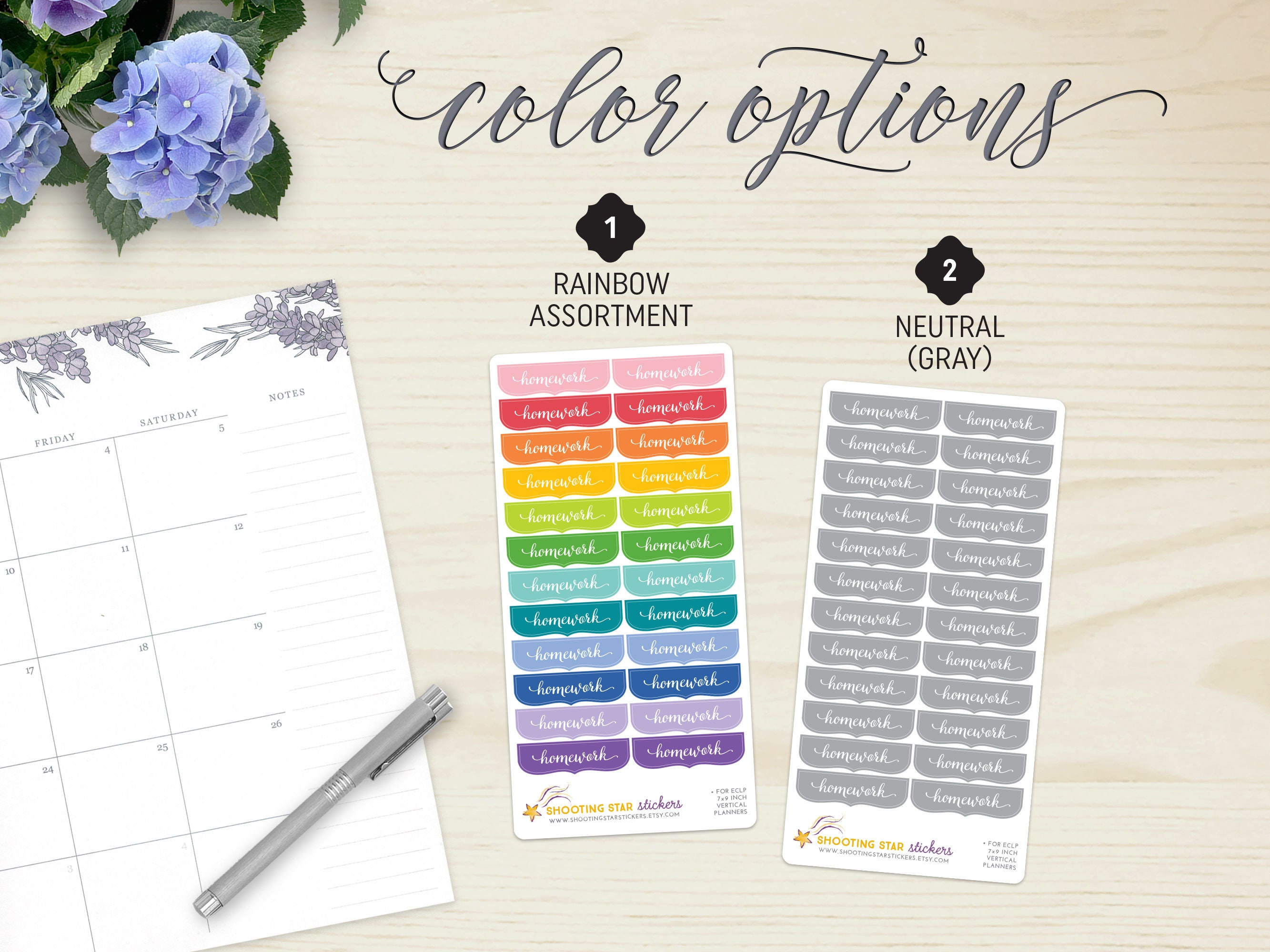 24 Homework Planner Headers Student Reminder Sticker Fits - Etsy