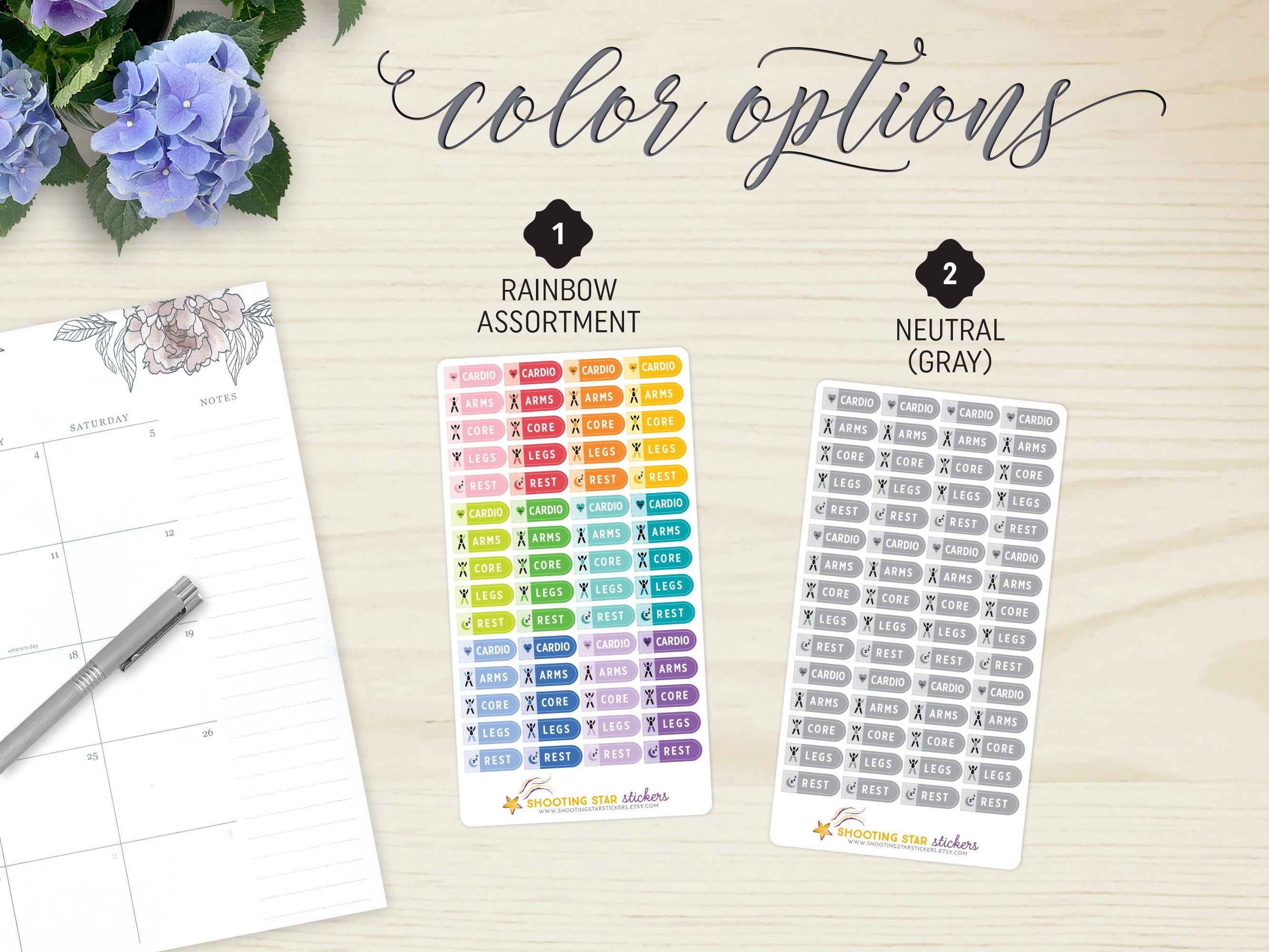 Fitness Tracking Planner Stickers - Arms, Legs, Cardio Exercise, Core ...