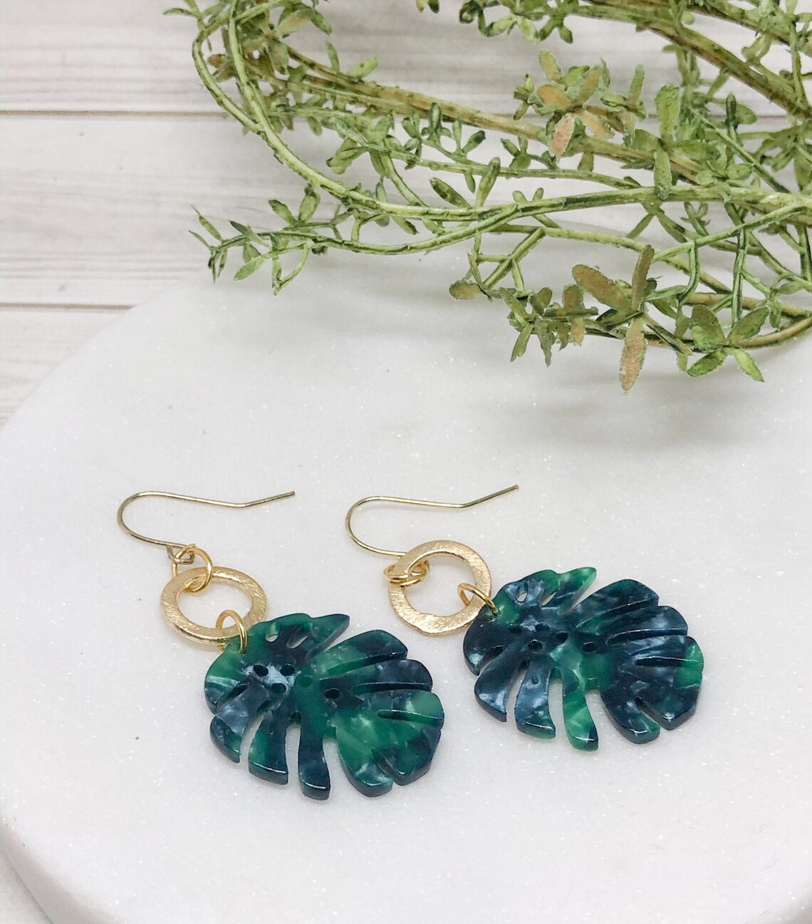 Monstera Leaf Earrings Gold Earrings Plant Earrings - Etsy