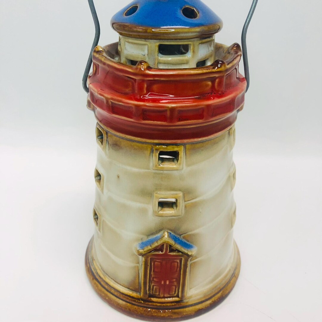 Vintage Lighthouse Ceramic Tealight Candle Holder With Wire Handle - Etsy