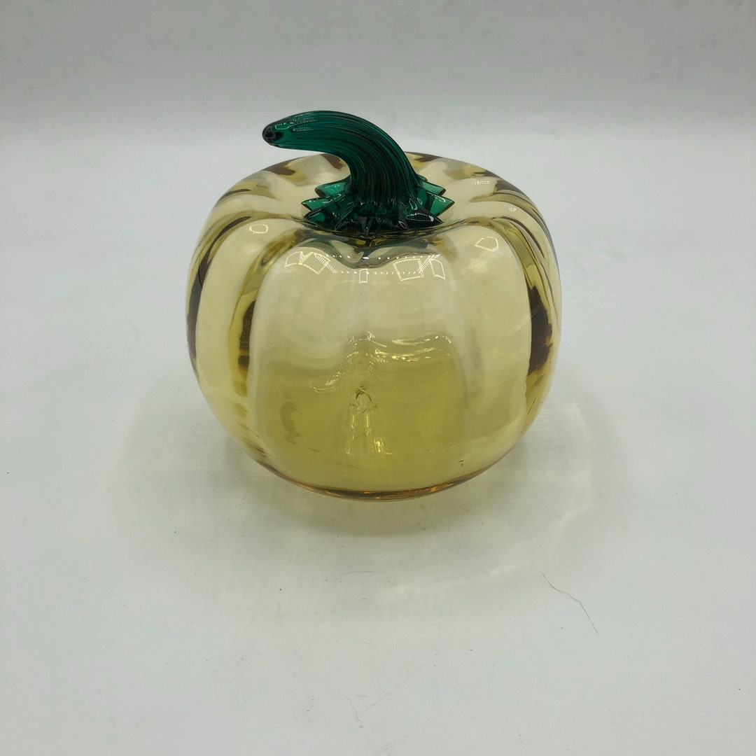 Vintage Blenko Handblown Glass Pumpkin Yellow With Green Stem - Etsy