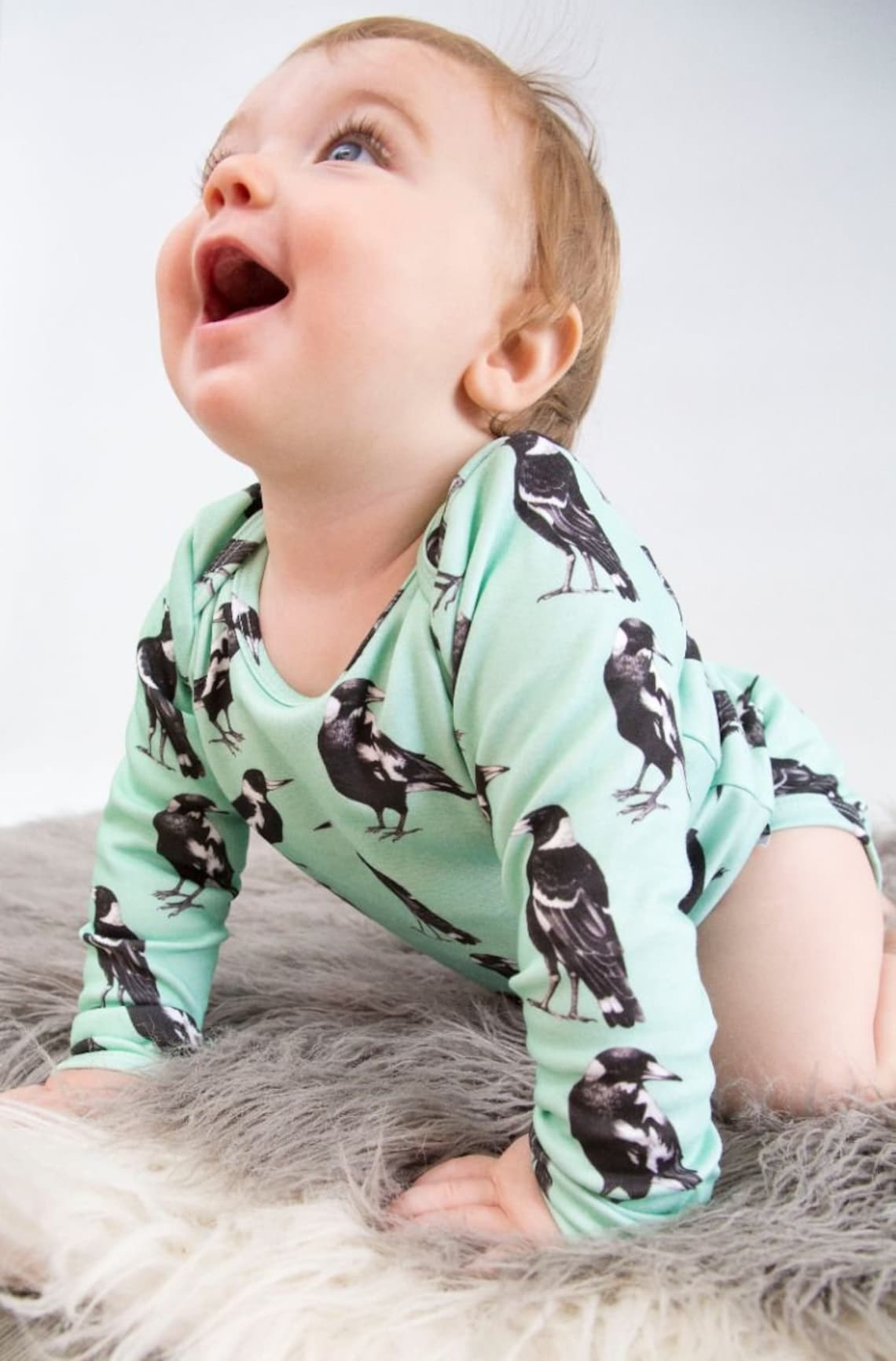 Organic Baby Onesies Long Sleeve Onesie Magpie 000 1 - Etsy