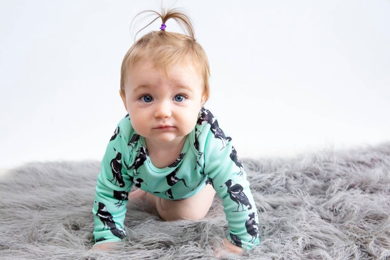 Organic Baby Onesies Long Sleeve Onesie Magpie 000 1 - Etsy