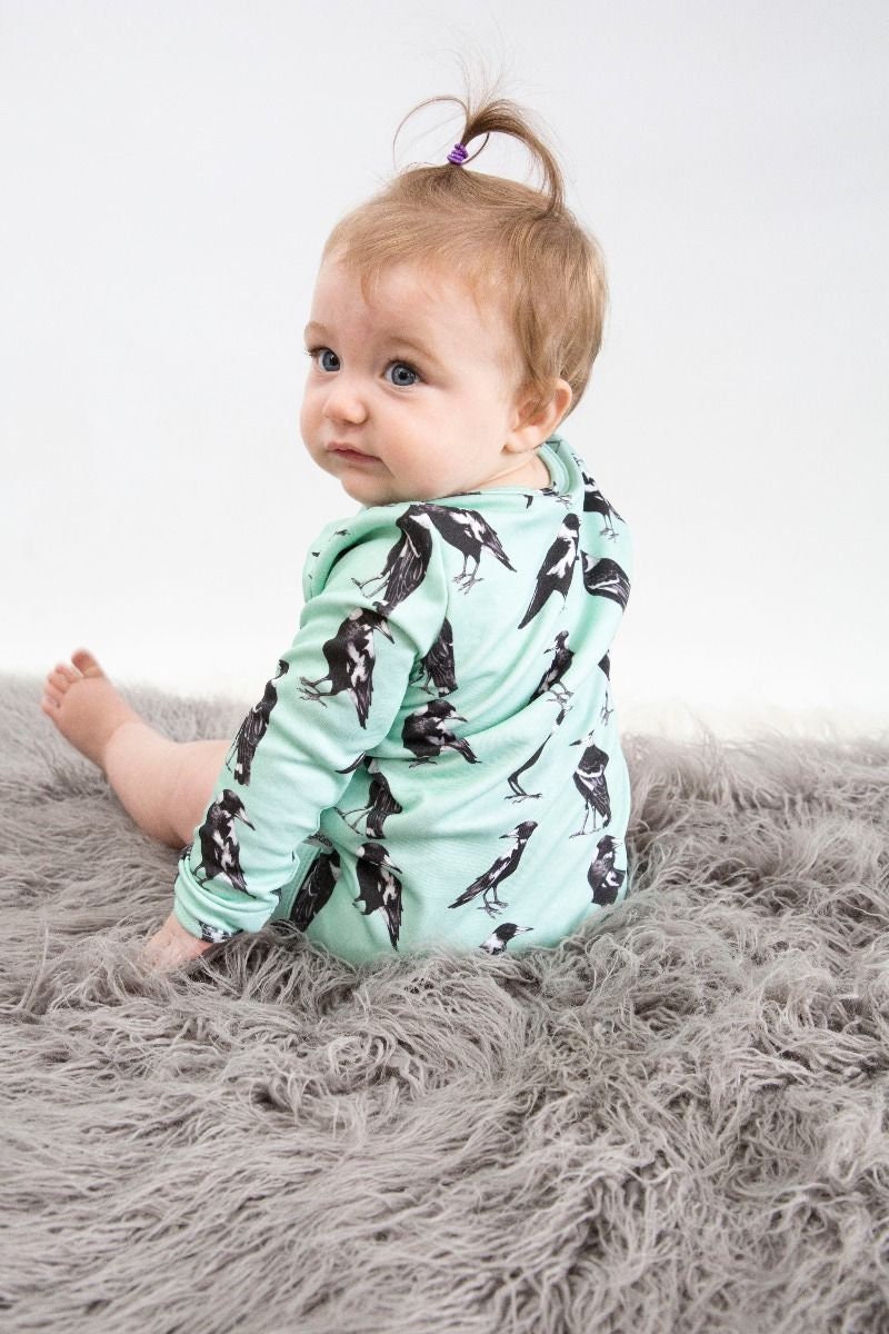 Organic Baby Onesies Long Sleeve Onesie Magpie 000 1 - Etsy