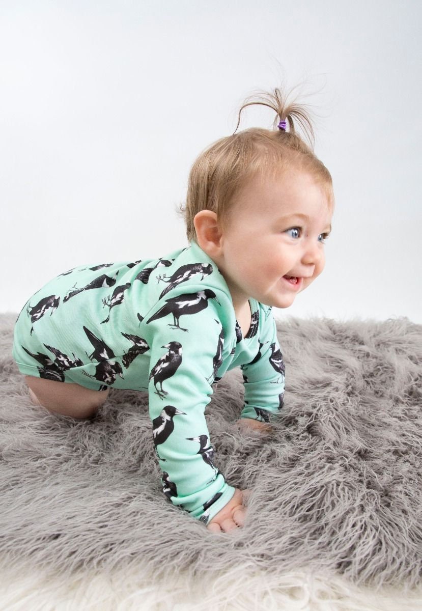 Organic Baby Onesies Long Sleeve Onesie Magpie 000 1 - Etsy