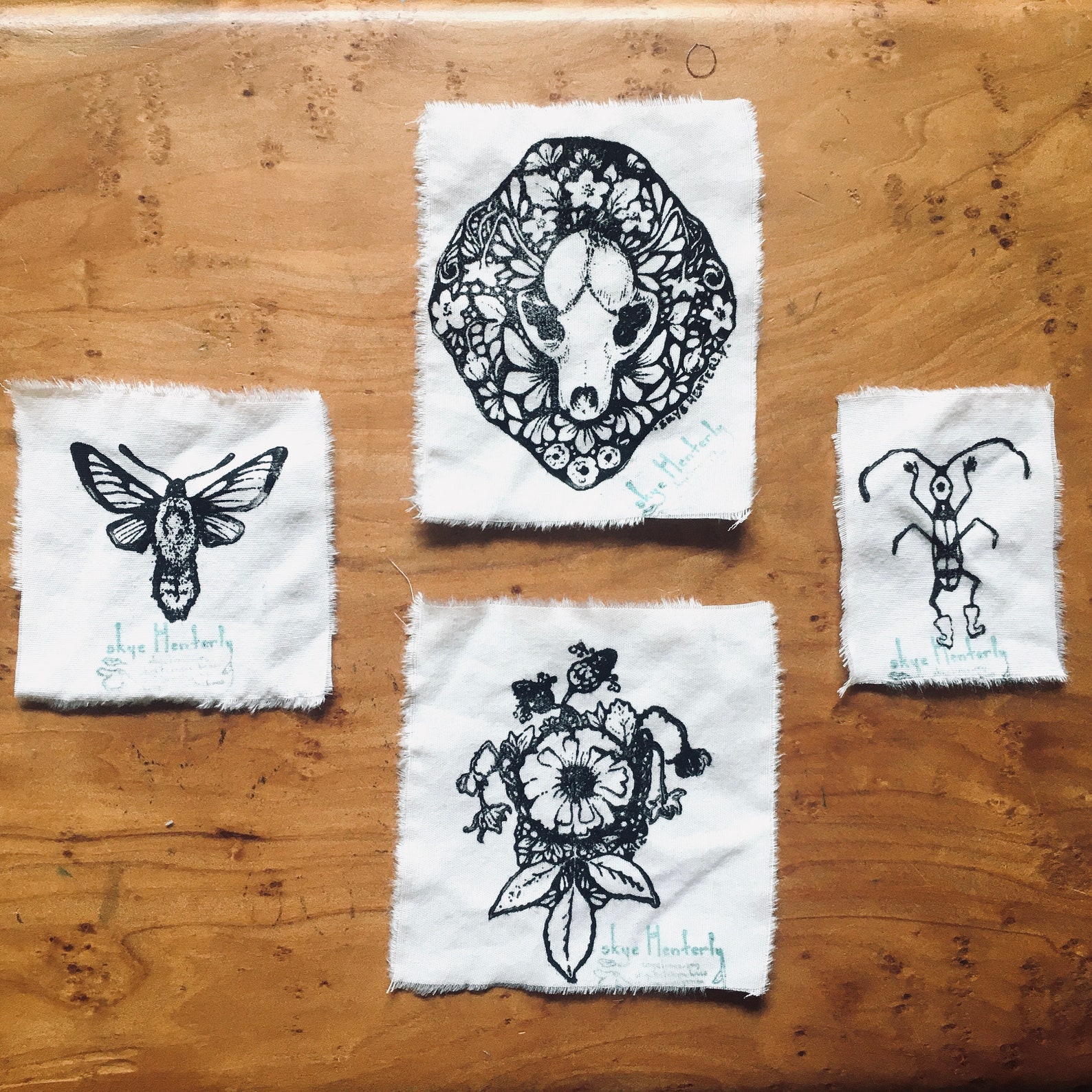 Soft Hand Printed Patches Nature Art Hat Patches Upcycled - Etsy