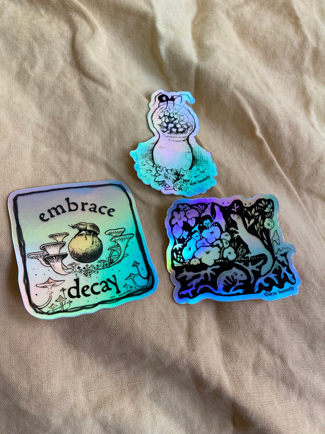 Reflective Decay Sticker Set, Beetle and Mushrooms Stickers - Etsy