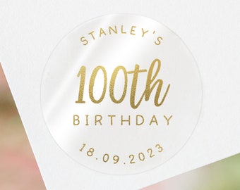 Gold 100th Birthday Party Favors Labels Stickers Tags - Etsy