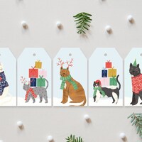 Printable Christmas Kitty Gift Tags, Cat Gift Labels, Instant Download ...