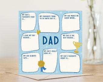 PRINTABLE All About My Dad Fill in the Blank Gift Funny Father's Day ...