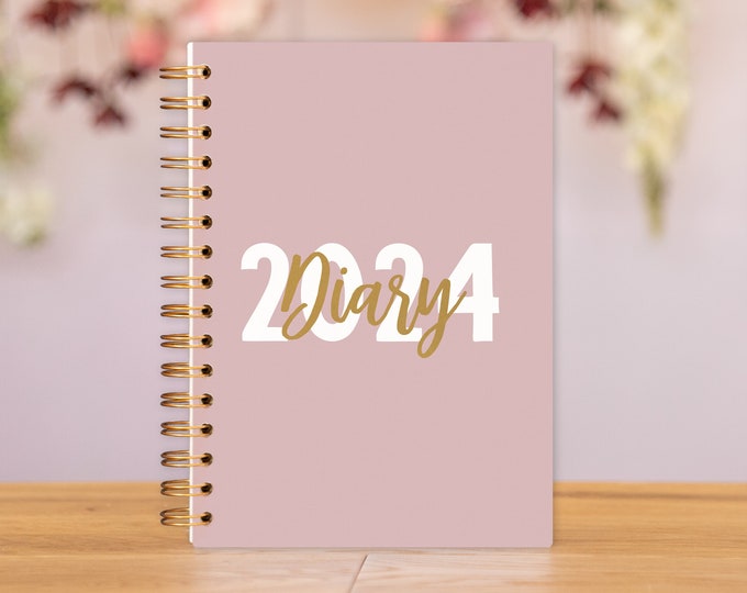 Blush Pink and Gold 2024 Diary Week to View Diary | Baby Pink 2024 A5 ...