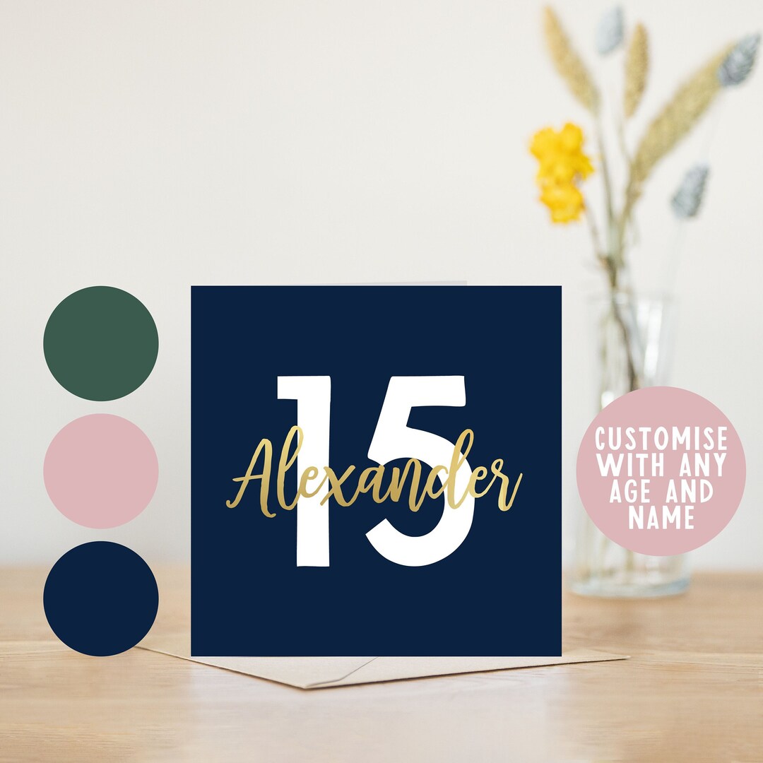 Happy 15th Birthday Card Fifteenth Personalised Card for - Etsy