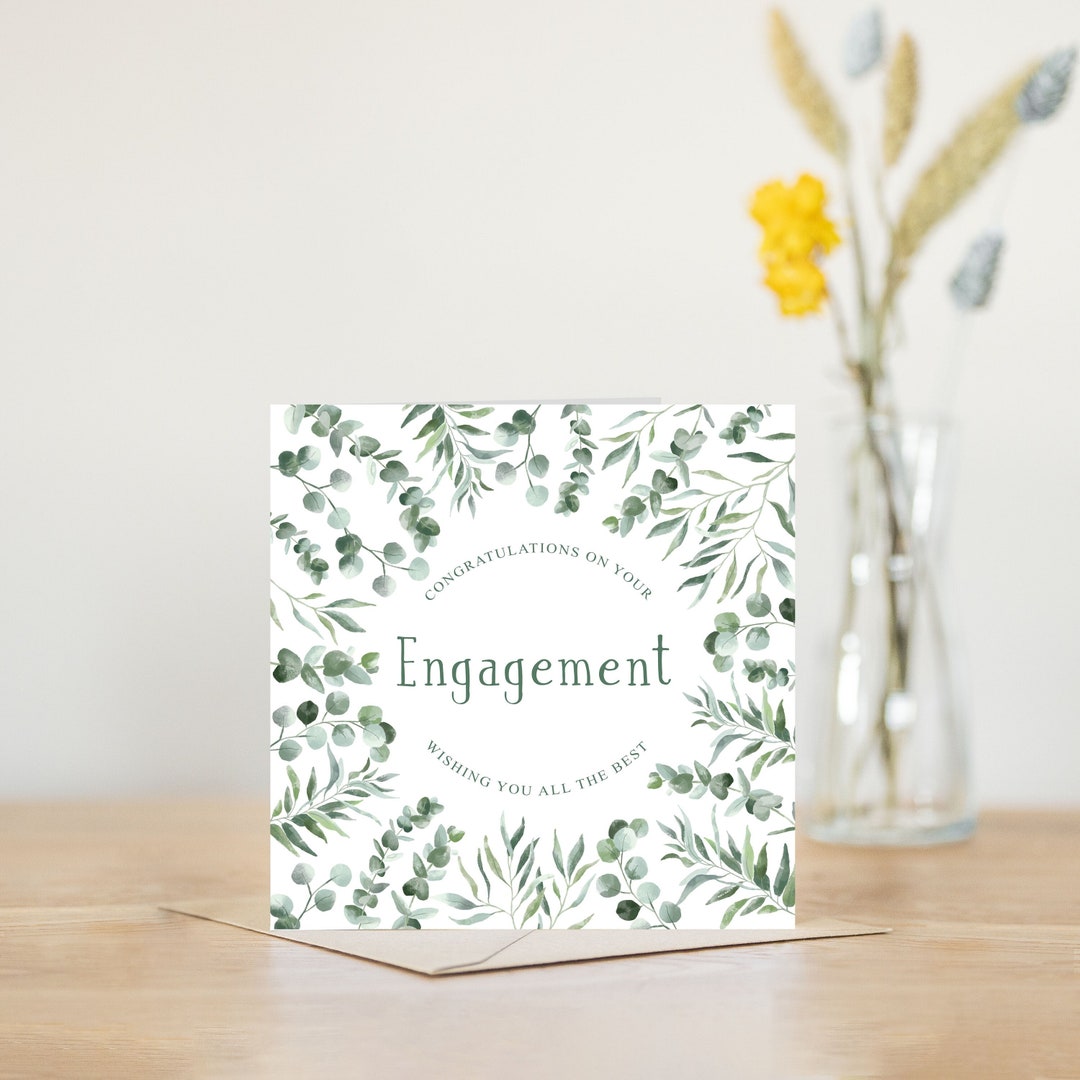 Congratulations Engagement Card Eucalyptus Engaged Card Congrats You're ...