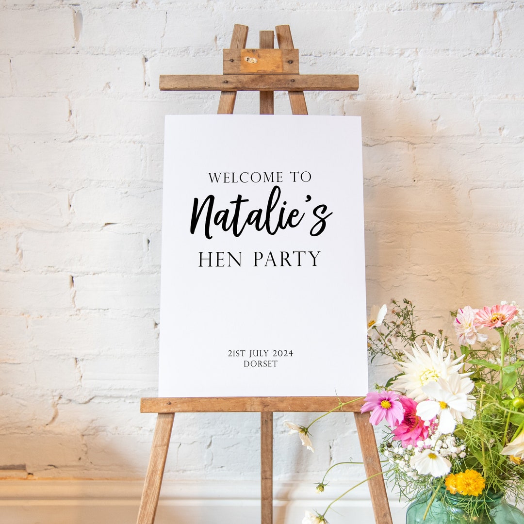 Minimalist Hen Party Welcome Sign | Bridal Shower Hens Party | Black ...