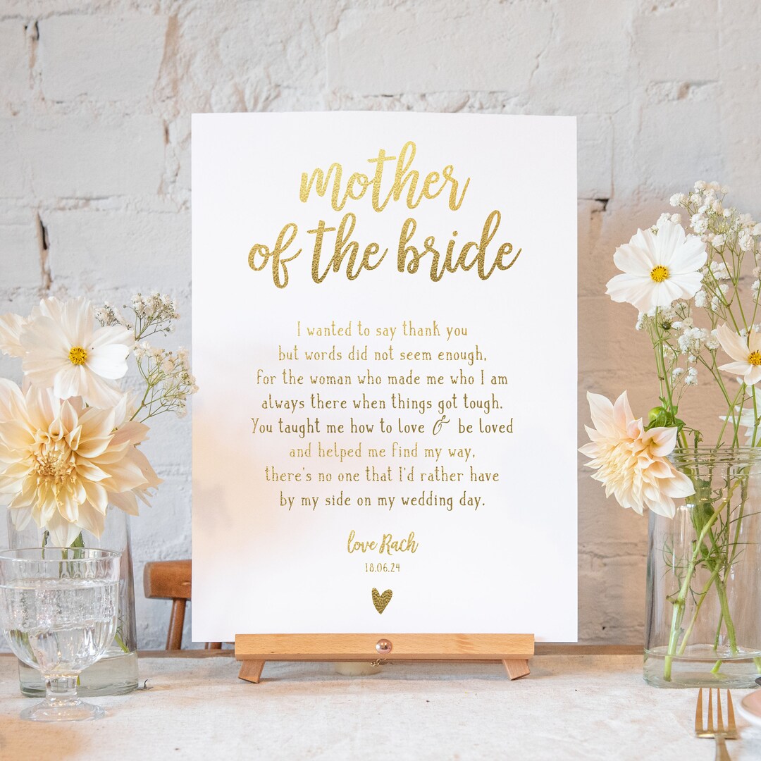Mother of the Bride Wedding Gift | Wedding Print for a Wedding Keepsake ...
