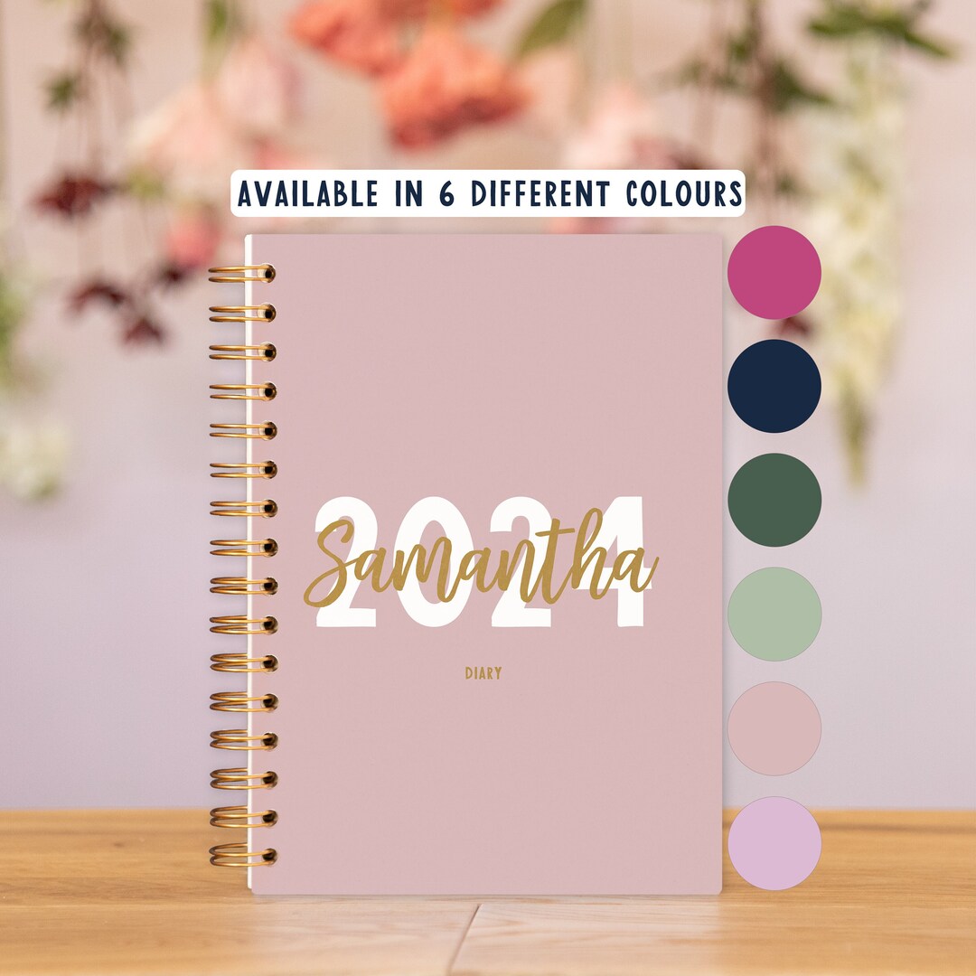 Personalised 2024 Diary Week to View Diary 2024 A5 Diary Navy Blue and ...