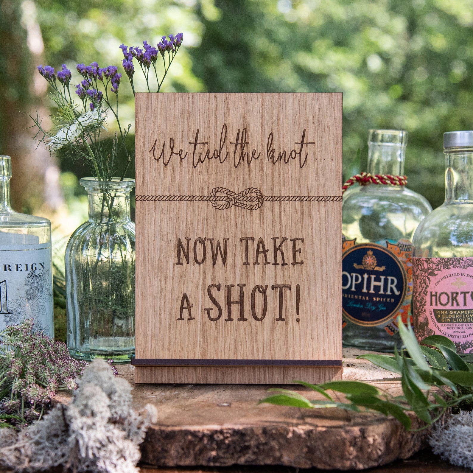 We Tied the Knot Now Take a Shot Wedding Sign / Wooden Rustic | Etsy UK