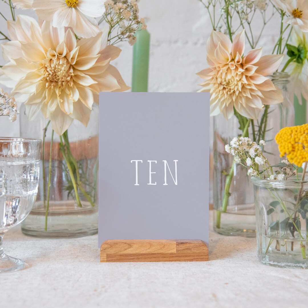 Grey Personalised Table Numbers With Optional Easel Wedding Table ...