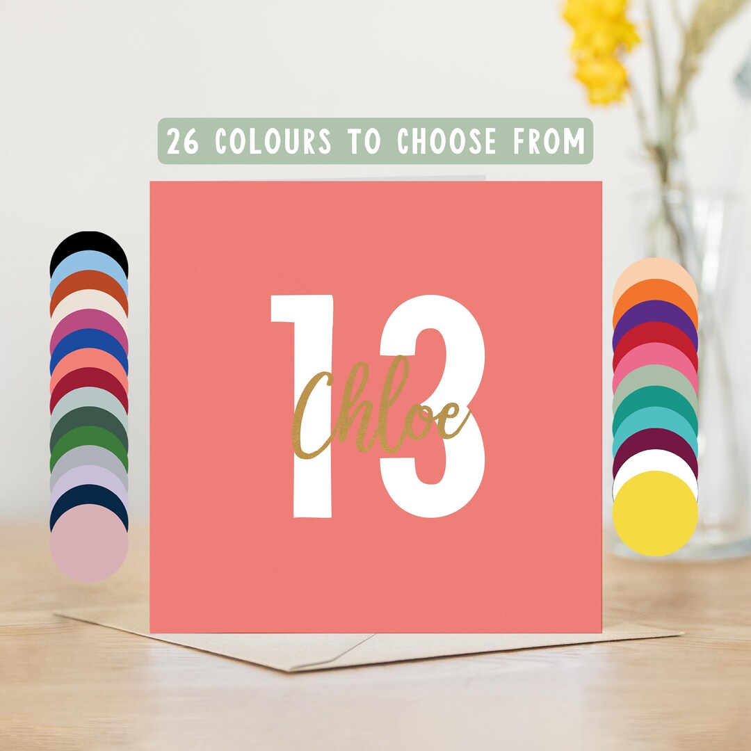 Happy 13th Birthday Card Thirteen Personalised Card for 13th Birthday ...