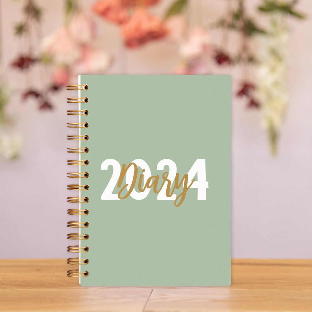 Sage Green and Gold 2024 Diary Week to View Diary | Classic Simple 2024 ...