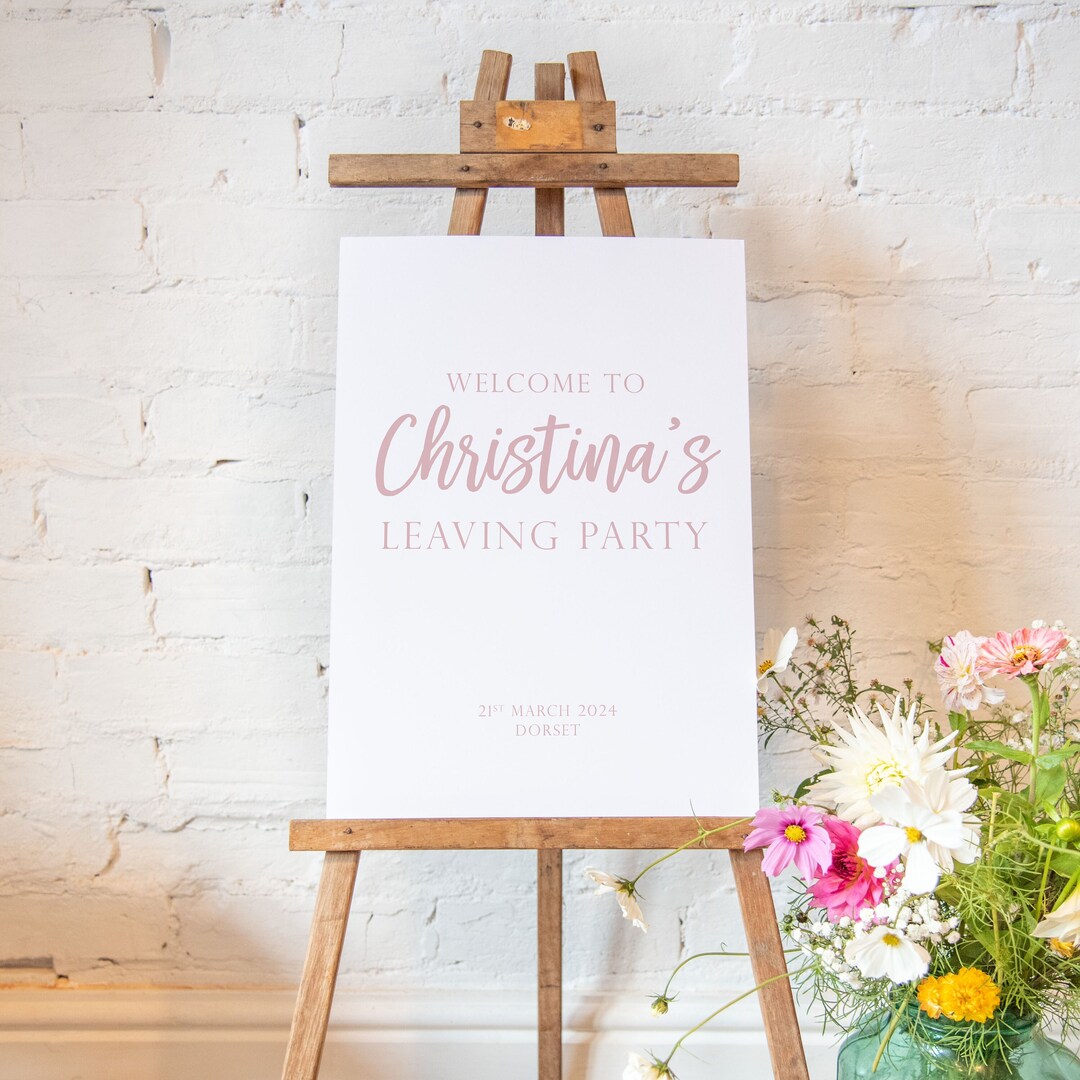 Blush Pink Leaving Party Welcome Sign or Poster Personalised - Etsy