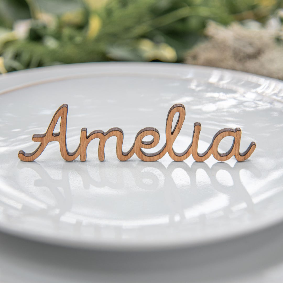 Personalised Wedding Place Names | Cut Out Script Table Name Wooden ...