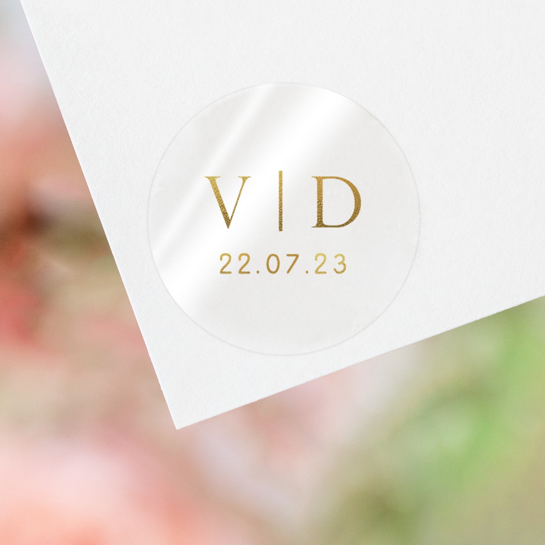 Wedding Monogram Stickers Foil Custom Monogram Sticker Monogram Labels ...