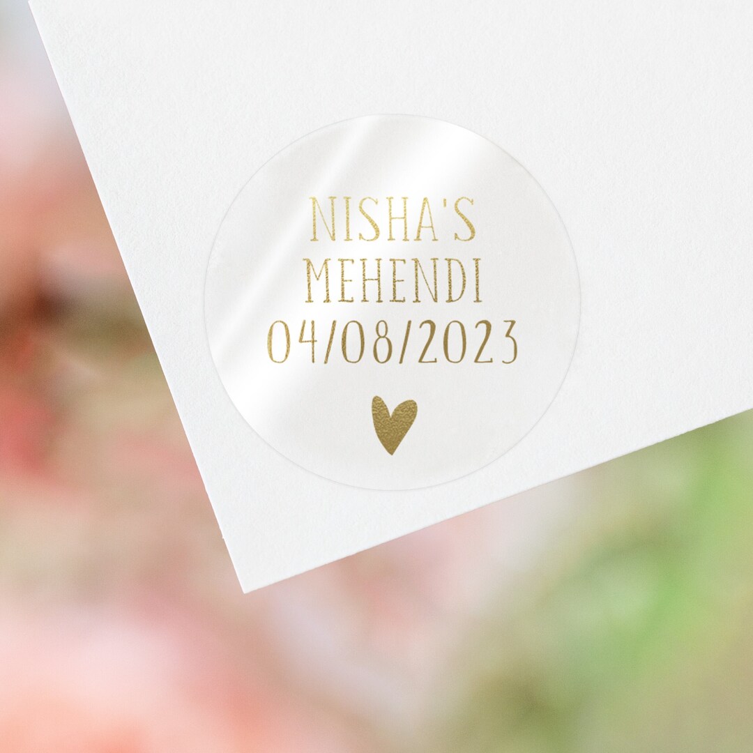 Gold Foil Mehndi / Mehendi Wedding Stickers Personalised - Etsy
