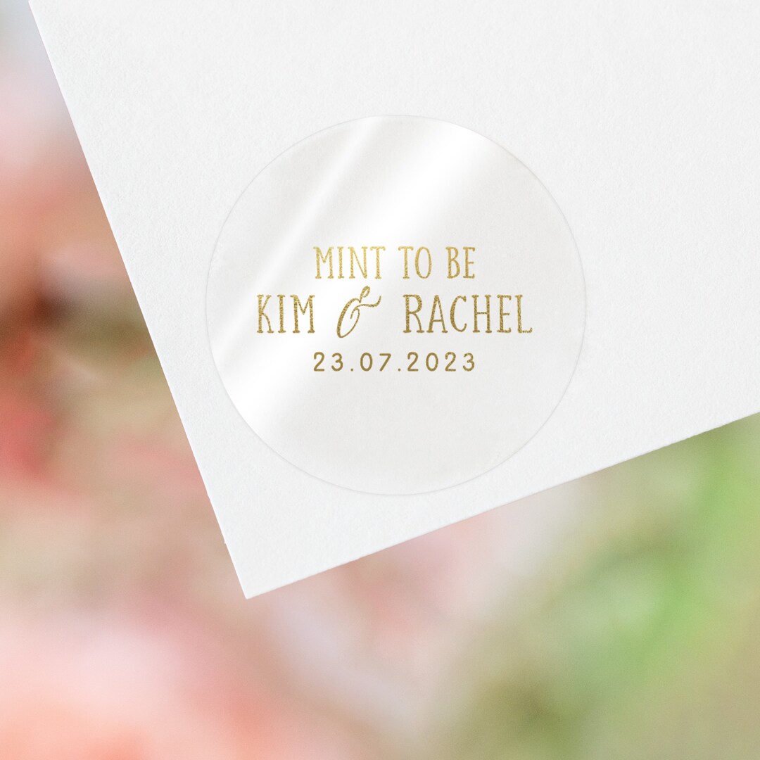 Foil Gold Personalised Simple Minimalist Mint to Be Wedding Stickers ...