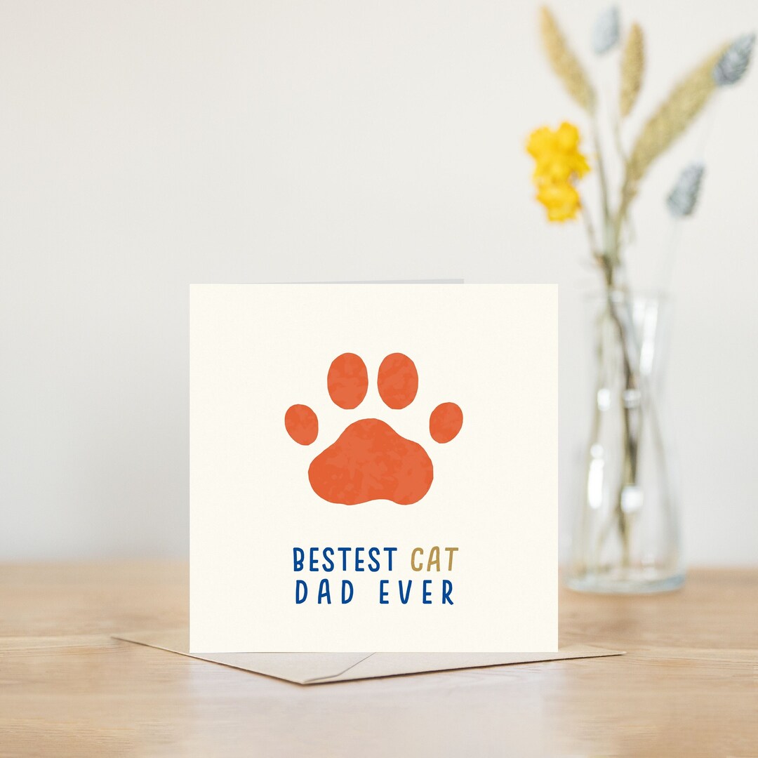 Best Cat Dad Card Fathers Day Card or Birthday Card Card From Cat ...