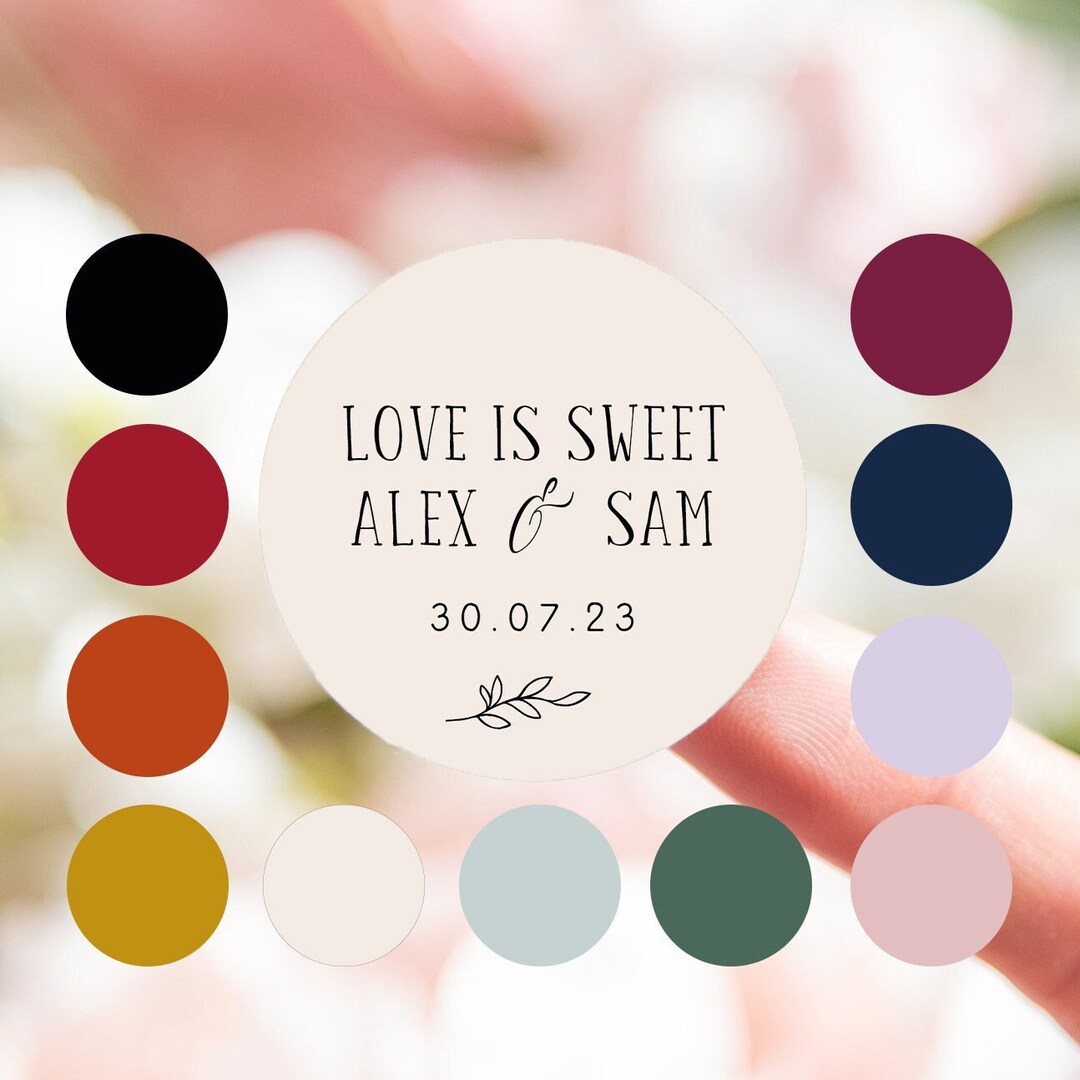 Love is Sweet Personalised Wedding Stickers | Wedding Favor Stickers ...