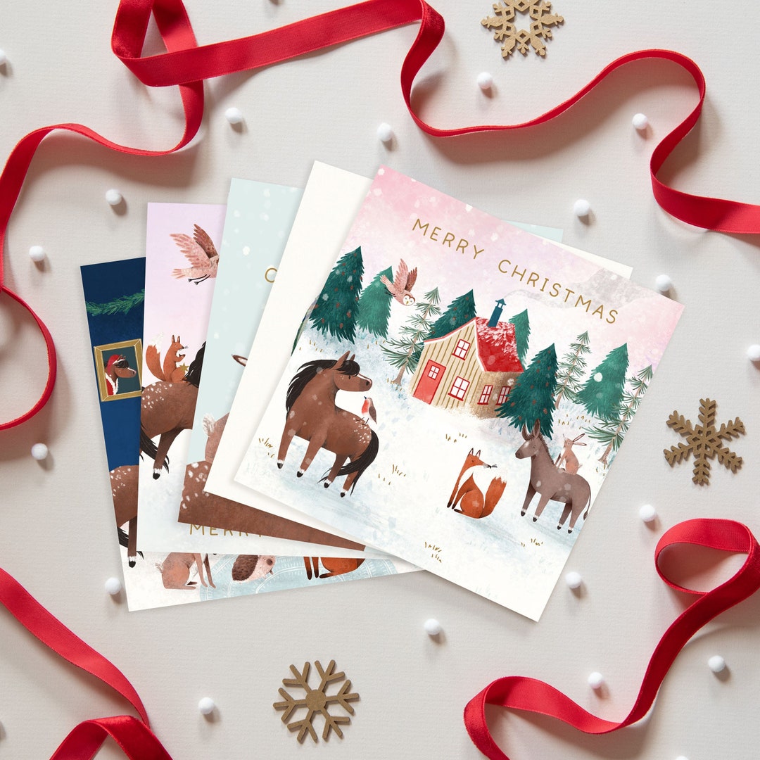 Winter Scenes Pack of 5 Christmas Cards Woodland Seasons Greetings ...