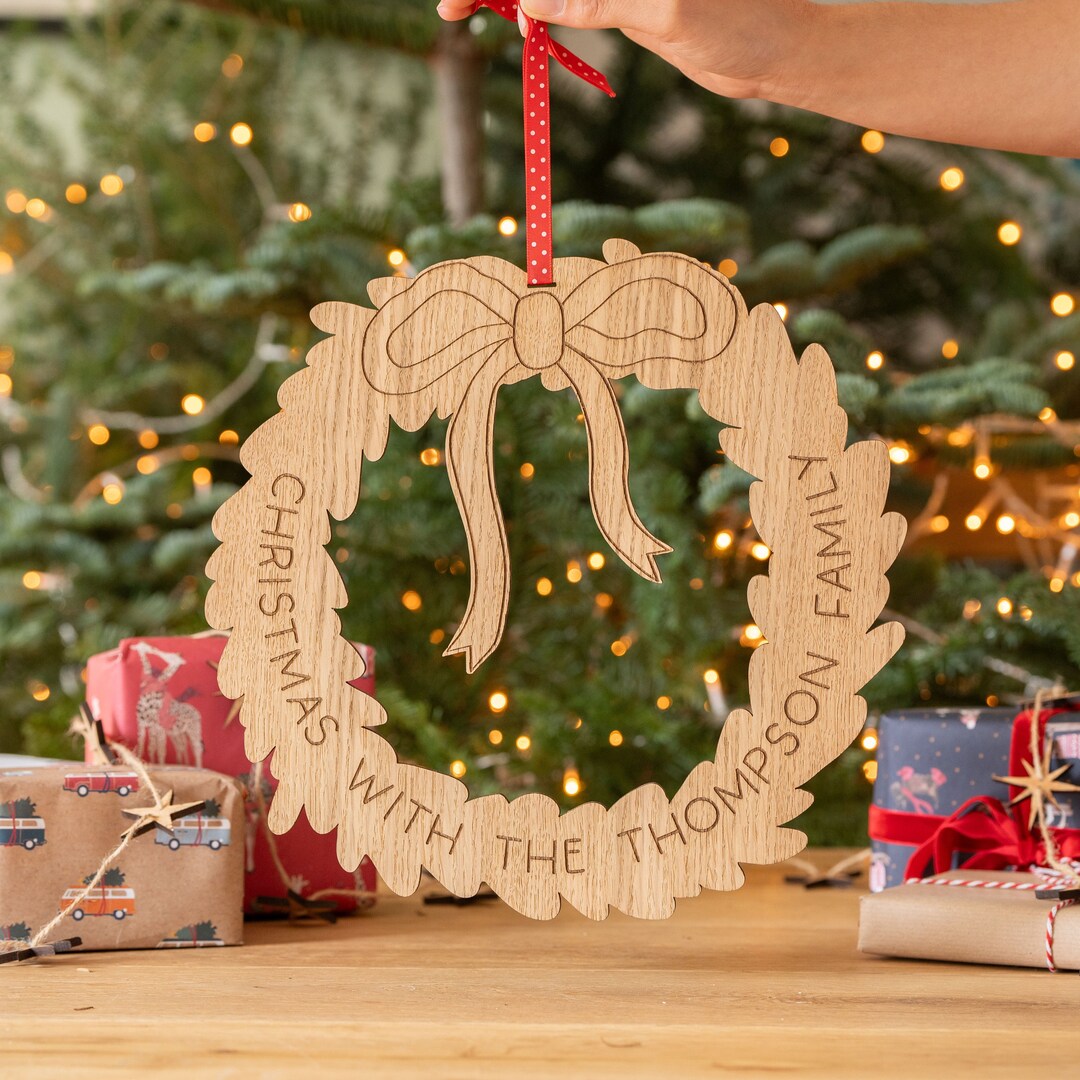 Christmas Wreath With Bow Holiday Wreath Sign Winter Rustic Wreath Xmas ...