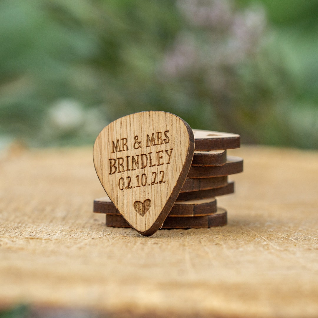 Wooden Personalised Plectrum Guitar Pick Favour Tags | for Music Themed ...