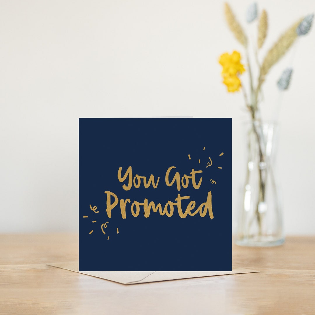 Navy and Gold You Got Promoted Card You Were Promoted Job for Her for ...