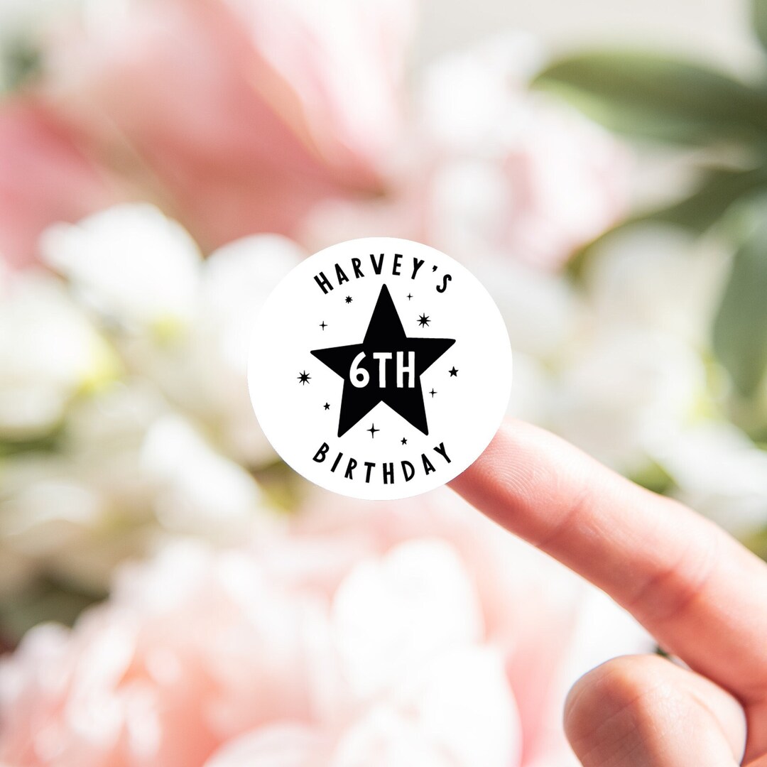 6th Birthday Sticker Personalised Sixth Birthday Stickers 6th Birthday ...