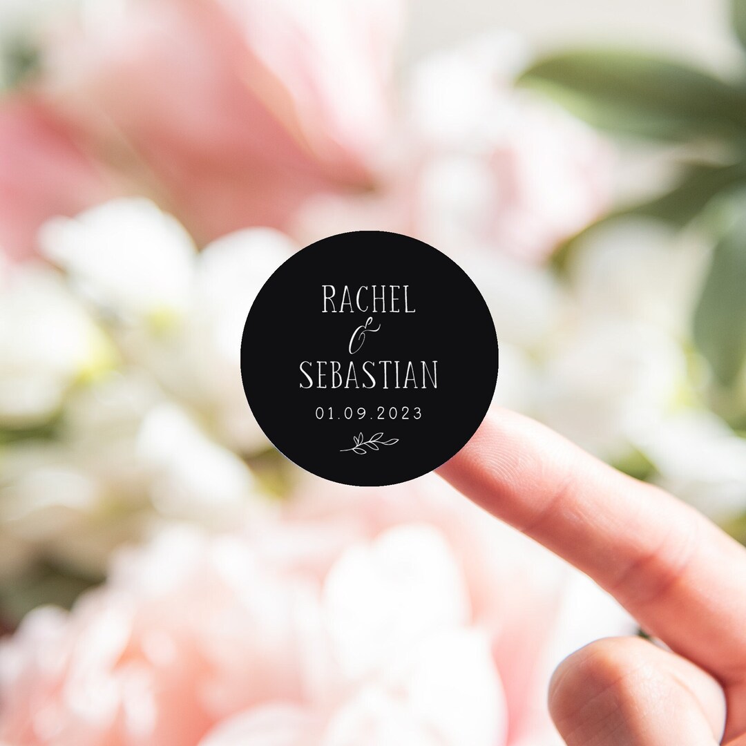 Black Wedding Sticker Personalised | Wedding Label Chalkboard Style ...