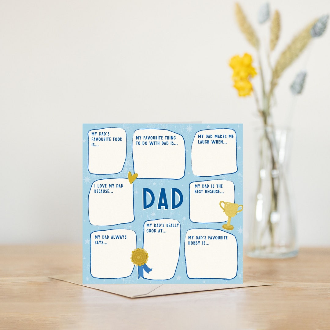 Fill in the Blank Fathers Day Card Father's Day Card All About My Dad ...