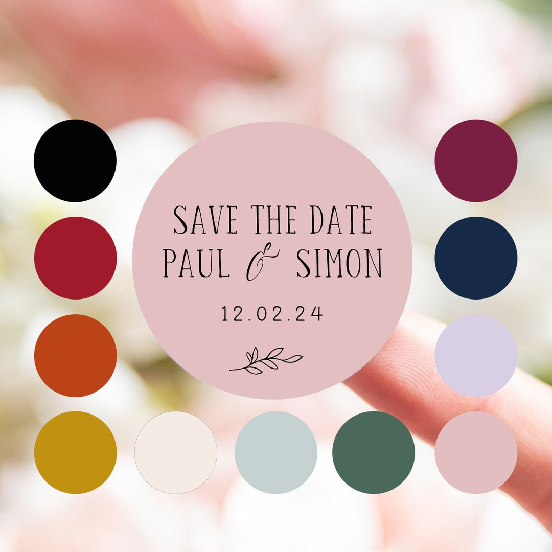Save the Date Sticker | Blush Pink Invitation Envelope Seals | Pink ...
