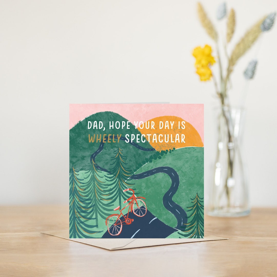 Dad Wheelie Spectacular Illustrated Bike Birthday Card or Fathers Day ...