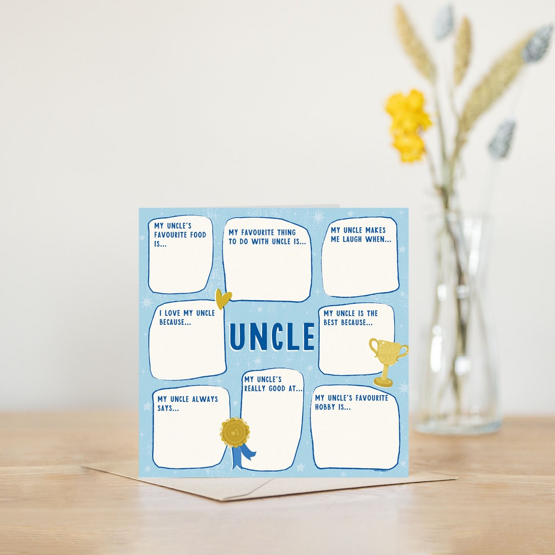 Fill in the Blank Uncle Fathers Day or Birthday Card Father's Day Card ...