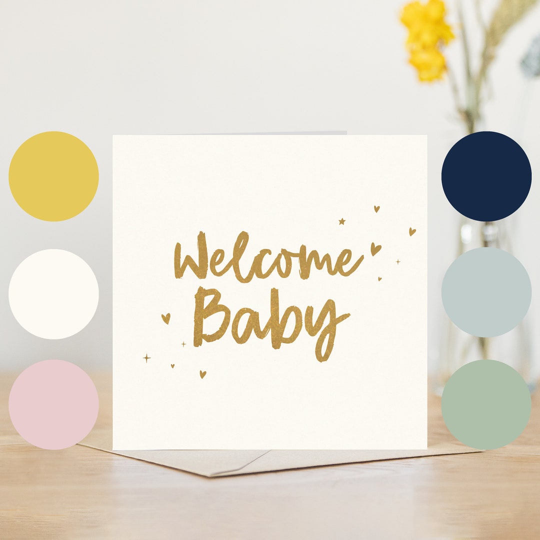 Newborn Card Welcome New Baby Card for Baby Shower Baby Girl Card ...