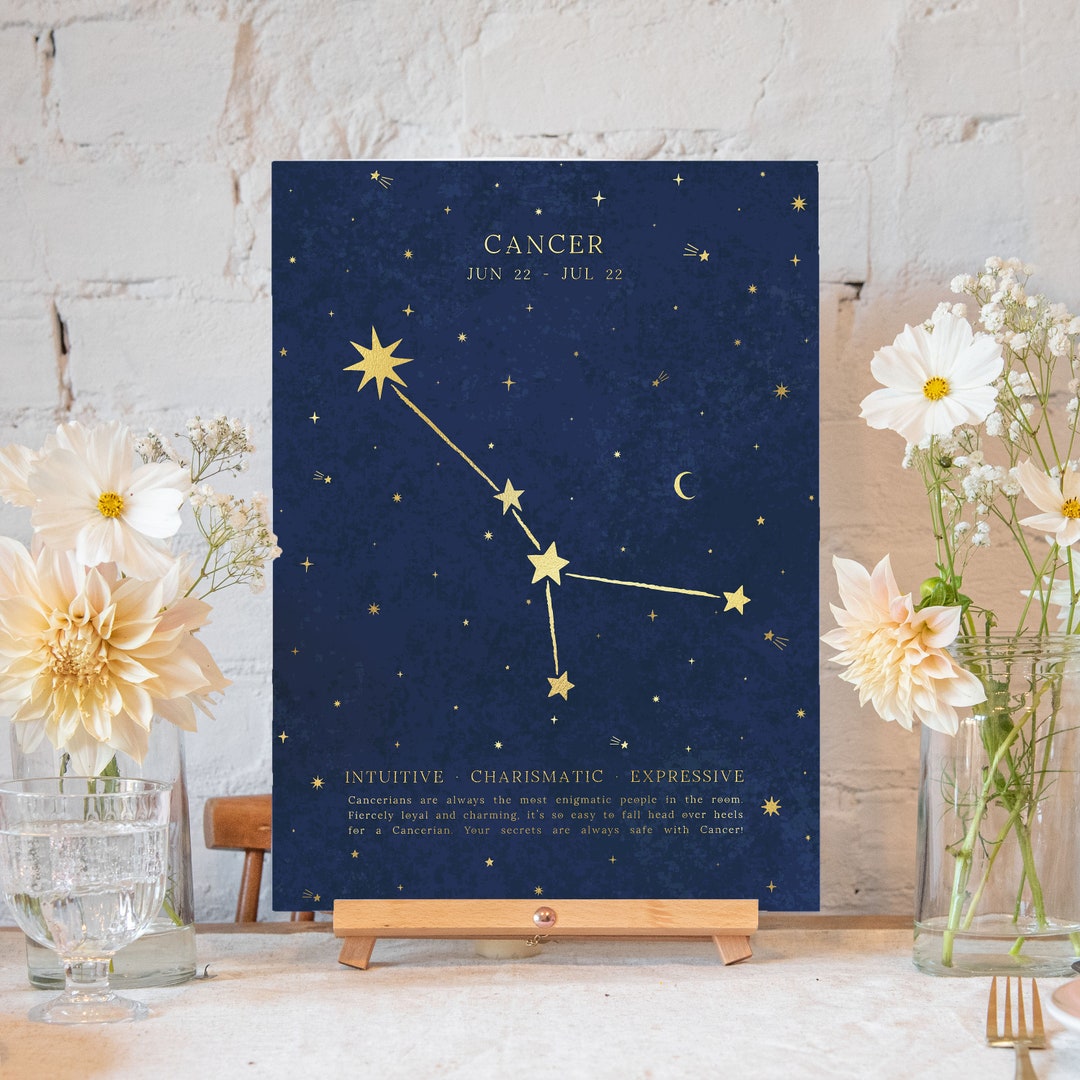 Cancer Constellation Print Cancer Zodiac Sign Birthday Gift Horoscope ...