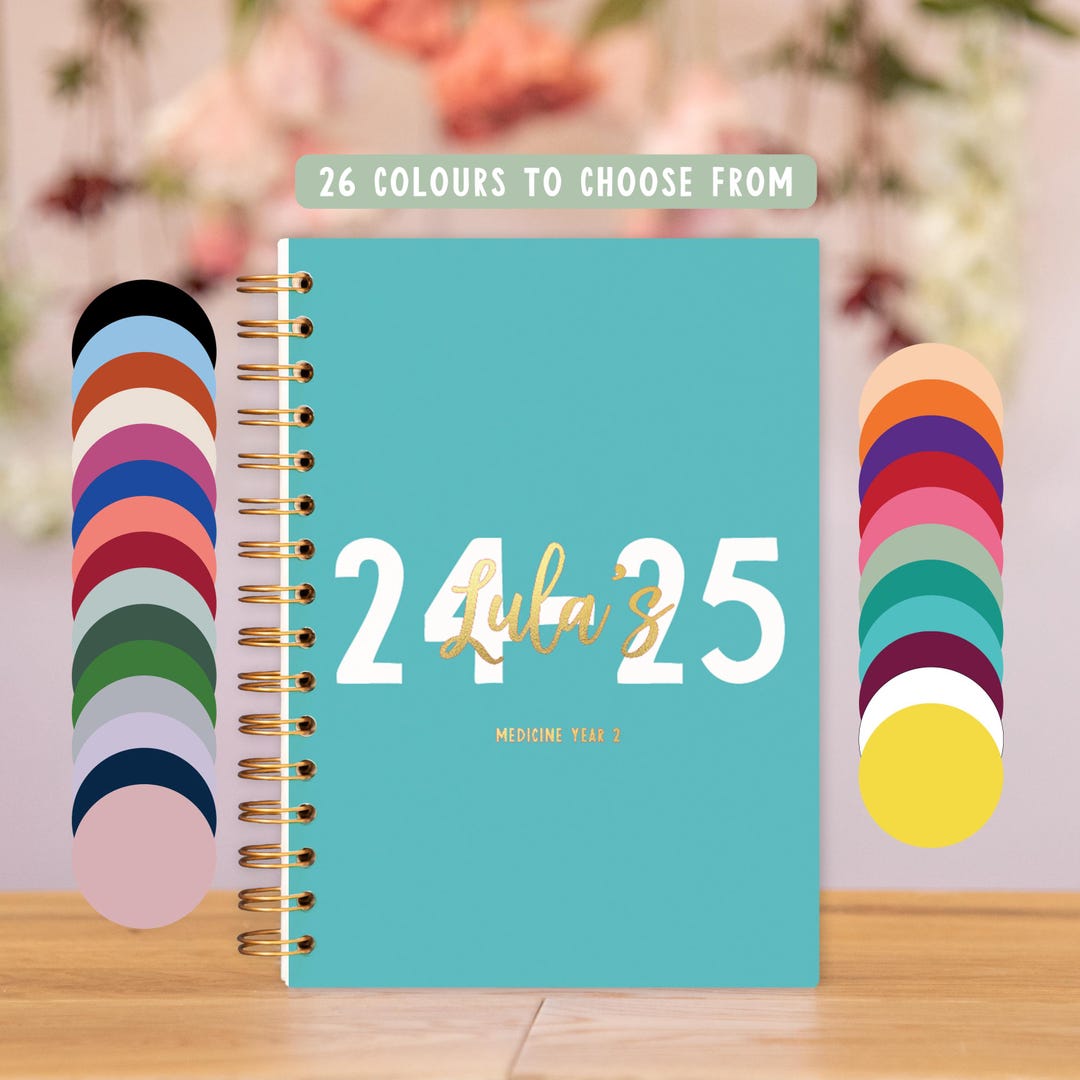 Personalised Academic 2024-2025 Turquoise Diary Week to View A5 or A4 ...