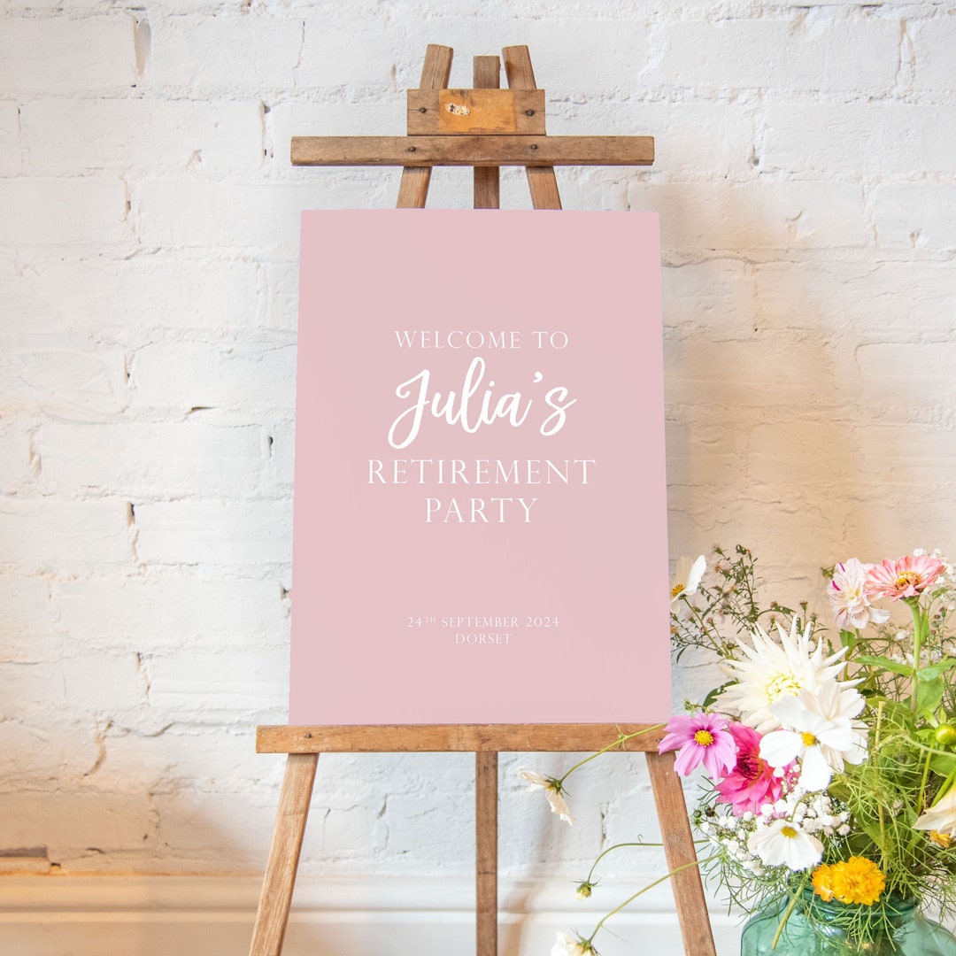 Pink Retirement Party Sign | Retirement Sign Retirement Decor | Happy ...