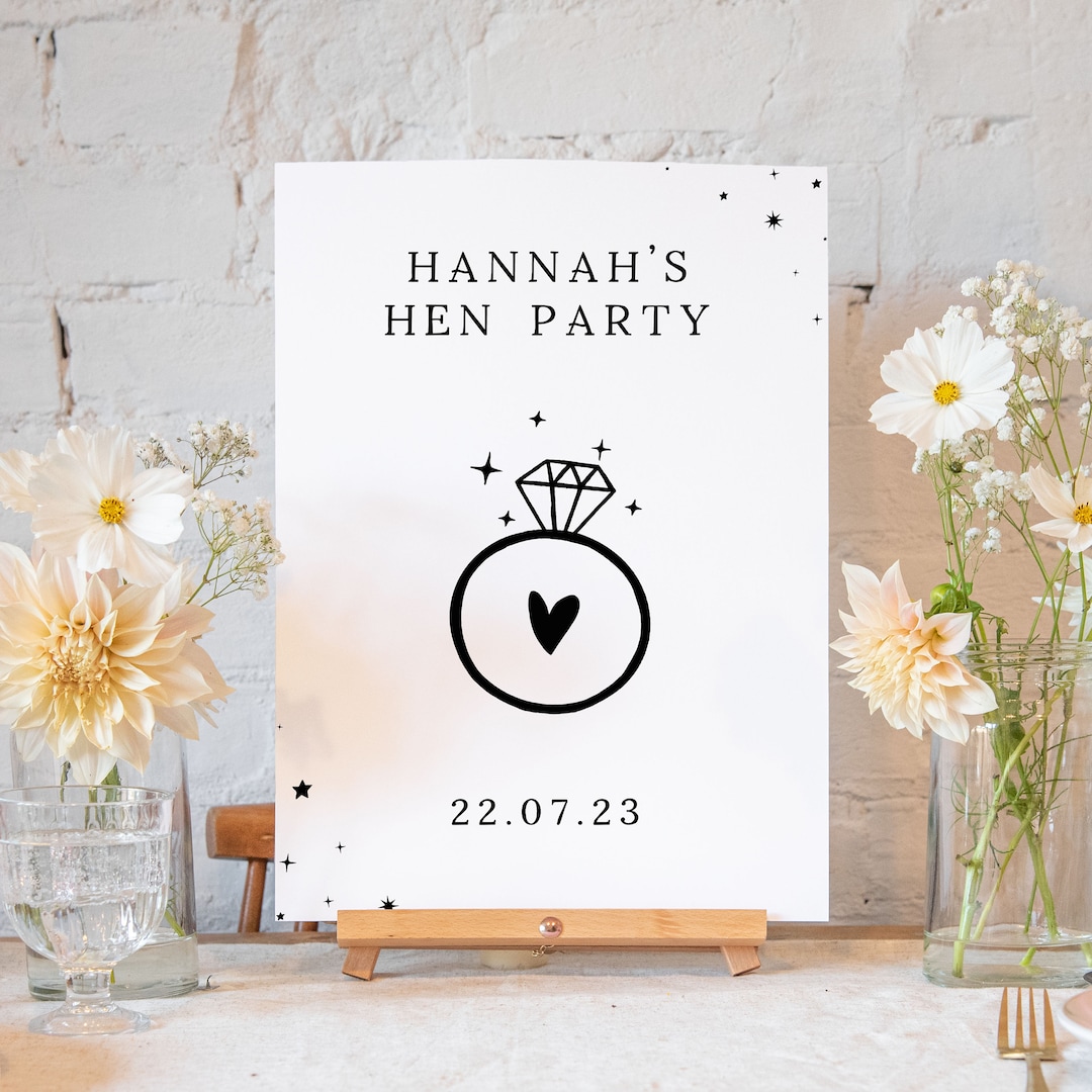 Minimalist Ring Personalised Hen Party Sign Hens Night Sign Hens Party ...
