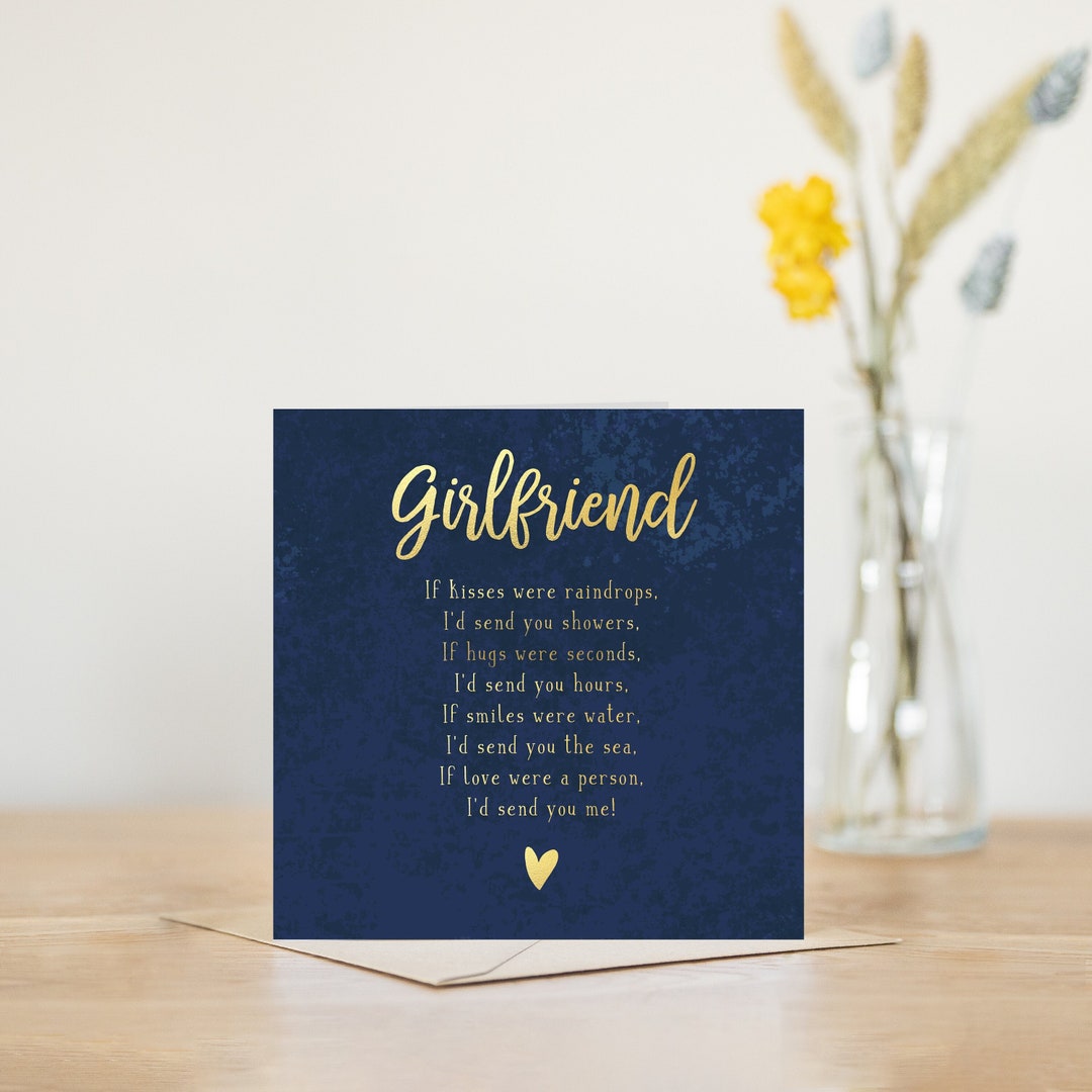 Romantic Girlfriend Card | Gold Foil Poem Card Birthday Anniversary ...