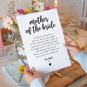 Mother of the Bride Poem | Wedding Print for Mother of Bride | Wedding ...