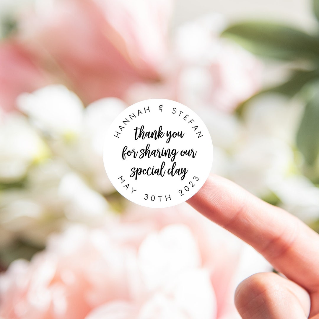 Thank You Stickers for Wedding Favors | Personalised Wedding Stickers ...