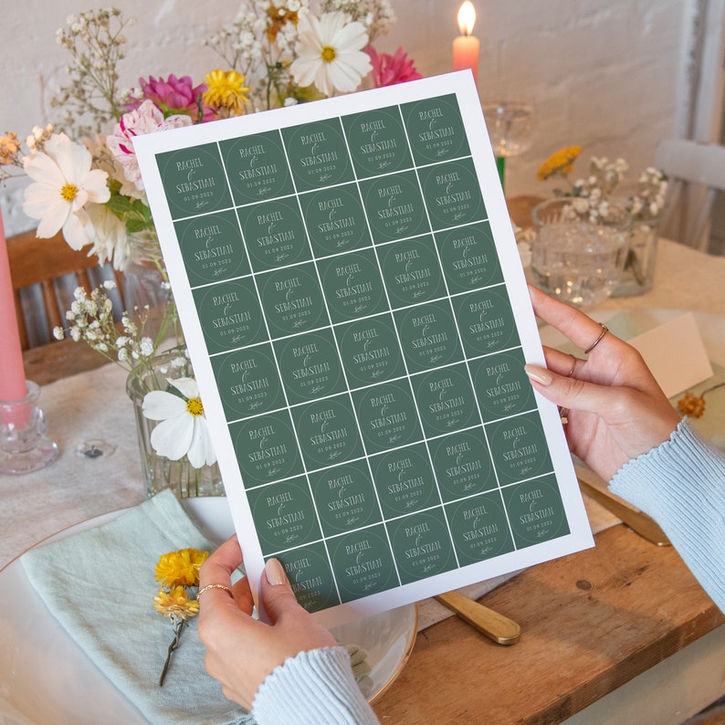 Emerald Green Forest Wedding Sticker Personalised Wedding - Etsy